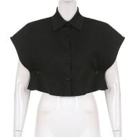 China OEM Street Lapel Sleeveless Short Shirt Tops Solid Color Loose Casual Buttons for sale