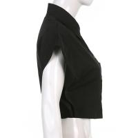 China OEM Street Lapel Sleeveless Short Shirt Tops Solid Color Loose Casual Buttons for sale
