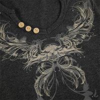 China OEM Retro Wind Butterfly Print Long Sleeve T Shirt V Neck Tightened Navel Short for sale