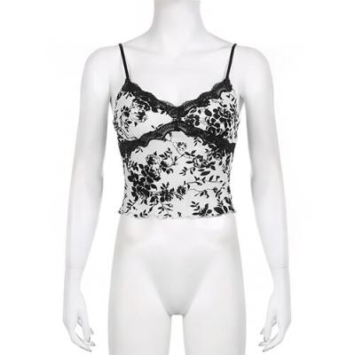 China Hot Girl Fenglei Lace Implanted Velvet Printed Camisole OEM European American for sale