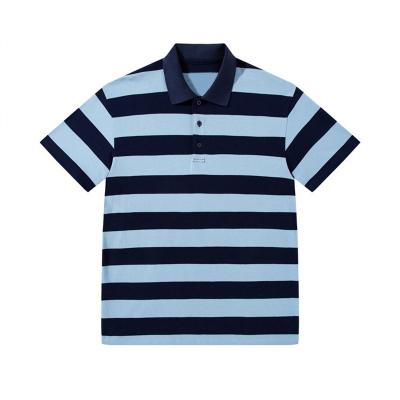 China Summer 100% Cotton Polo Shirt Short Sleeve Unisex Multicolor Horizontal Striped Shirt for sale