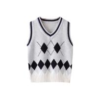 China OEM Tartan Knitted Waistcoat 100% Cotton Preppy Sweater Vest For Kids for sale