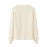 China Custom Women Cashmere Sweater Beige Casual Soft V Neck Winter Tops for sale