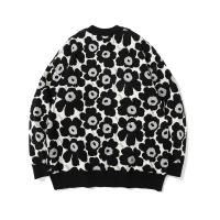 China Floral Printing Bespoke Sweaters Round Collar Cotton Polyester Blend Sweaters for sale
