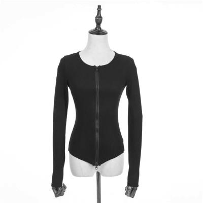 China Solid Color Full Zipper Bespoke Sweaters Long Sleeve Women Sexy Knitted Outerwear for sale