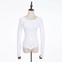 China Solid Color Full Zipper Bespoke Sweaters Long Sleeve Women Sexy Knitted Outerwear for sale