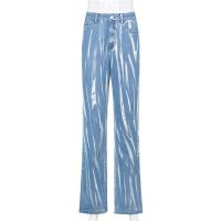 China Customized Lady High Weist Jeans Slit Slim Fit Jeans Bespoke Factory for sale