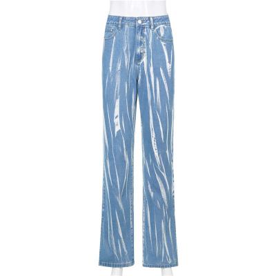 China Customized Lady High Weist Jeans Slit Slim Fit Jeans Bespoke Factory for sale