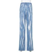 China Customized Lady High Weist Jeans Slit Slim Fit Jeans Bespoke Factory for sale