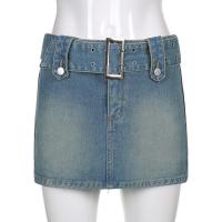 China Oem Factory Manufacturer Custom Logo Hip Skirt Lady Short Denim Skirt Custom Denim Clothing for sale