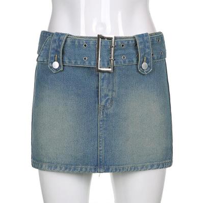 China Oem Factory Manufacturer Custom Logo Hip Skirt Lady Short Denim Skirt Custom Denim Clothing for sale