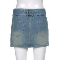 China Oem Factory Manufacturer Custom Logo Hip Skirt Lady Short Denim Skirt Custom Denim Clothing for sale
