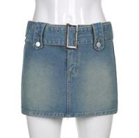 China Oem Factory Manufacturer Custom Logo Hip Skirt Lady Short Denim Skirt Custom Denim Clothing for sale