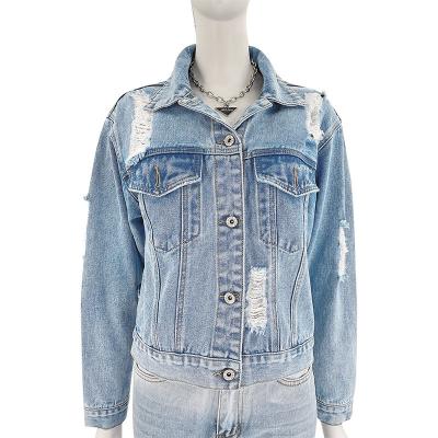 China Oem Factory Manufacturer Custom Logo Women Vintage Stonewash Denim Jacket for sale
