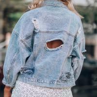 China Oem Factory Manufacturer Custom Logo Women Vintage Stonewash Denim Jacket for sale