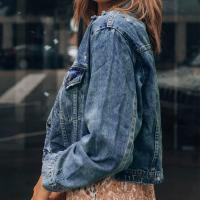 China Oem Factory Manufacturer Custom Logo Button Up Ripped Distressed Denim Jacket for sale