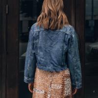 China Oem Factory Manufacturer Custom Logo Button Up Ripped Distressed Denim Jacket for sale