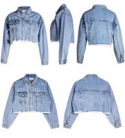 China ​Oem Factory Manufacturer Custom Logo Distressed Cropped Jacket Vintage Wash Denim Coat for sale