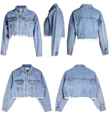China ​Oem Factory Manufacturer Custom Logo Distressed Cropped Jacket Vintage Wash Denim Coat for sale