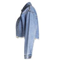 China ​Oem Factory Manufacturer Custom Logo Distressed Cropped Jacket Vintage Wash Denim Coat for sale