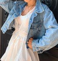 China ​Oem Factory Manufacturer Custom Logo Distressed Cropped Jacket Vintage Wash Denim Coat for sale