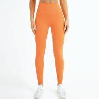 China Oem Factory Manufacturer Custom Logo Adults High Waist GYM Fitness Leggings Orange Ribbed Workout Sets for sale