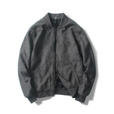 China Oem Factory Manufacturer Custom Logo Causal Slim Fit Cotton Suede Leather  Zip Up  Bomber Jackets for sale
