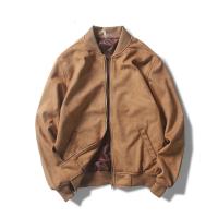 China Oem Factory Manufacturer Custom Logo Causal Slim Fit Cotton Suede Leather  Zip Up  Bomber Jackets for sale