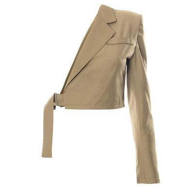 China Oem Factory Manufacturer Custom Logo Solid Suit Jacket One-Shoulder Single Long-Sleeved  Women Fancy coats for sale