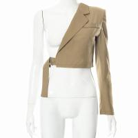 China Oem Factory Manufacturer Custom Logo Solid Suit Jacket One-Shoulder Single Long-Sleeved  Women Fancy coats for sale