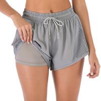 China Oem Factory Manufacturer Custom Logo Summer Women'S  Exercise Youth Double-Layer  Fitness Quick Dry Shorts for sale