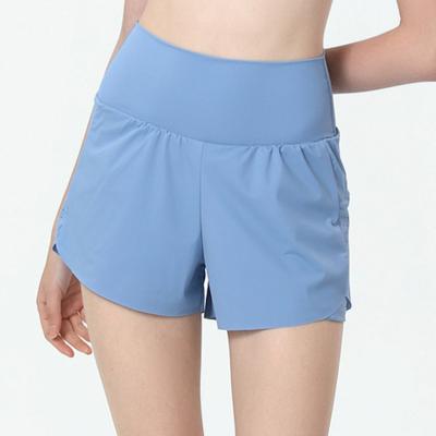 China Oem Factory Manufacturer Custom Logo High Waist Elastic Waist Fast Dry Fitness Anti-emptied Loose Shorts for sale
