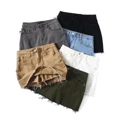 China Oem Factory Manufacturer Custom Logo Flexible Mini Denim High Waisted Skirts With Built In Shorts for sale