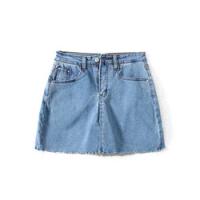 China Oem Factory Manufacturer Custom Logo Flexible Mini Denim High Waisted Skirts With Built In Shorts for sale