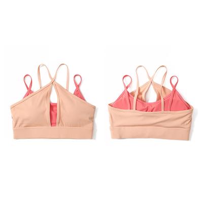 China Oem Factory Manufacturer Custom Logo Women's Sexy Yoga Tops Double Shoulder Strap Sports Bra for sale
