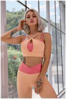 China Oem Factory Manufacturer Custom Logo Women's Sexy Yoga Tops Double Shoulder Strap Sports Bra for sale