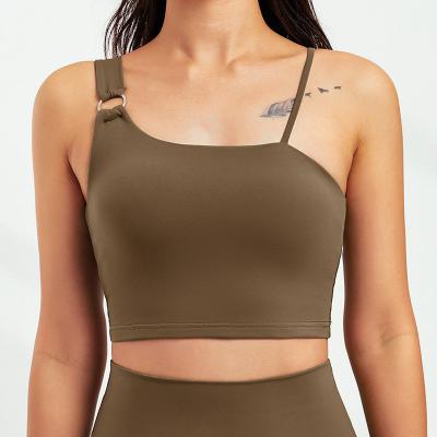 China Oem Factory Manufacturer Custom Logo Sexy Back Sports Bra Nylon Spandex Nude Workout Clothes for sale