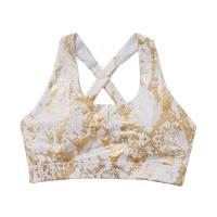 China Oem Factory Manufacturer Custom Logo Bras Gold Snake Print Cross Back Yoga Bra for sale