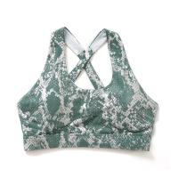 China Oem Factory Manufacturer Custom Logo Bras Gold Snake Print Cross Back Yoga Bra for sale