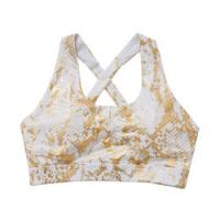 China Oem Factory Manufacturer Custom Logo Bras Gold Snake Print Cross Back Yoga Bra for sale