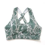 China Oem Factory Manufacturer Custom Logo Bras Gold Snake Print Cross Back Yoga Bra for sale