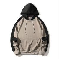China 100% Cotton Cool Long Sleeve Sweatshirts Drop Shoulder Color Block Drawstring Hoodie for sale