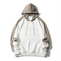China 100% Cotton Cool Long Sleeve Sweatshirts Drop Shoulder Color Block Drawstring Hoodie for sale