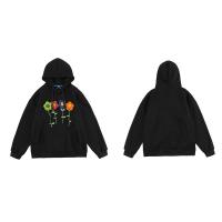 China Anti Pilling Embroidered Long Sleeve Sweatshirts Loose Floral Fleece Hoodie for sale