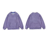 China OEM Women Long Sleeve Fleece Sweatshirt Cross V Neck Top Casual Fuzzy Pullover for sale