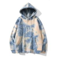 China Blue Pink Oversize Tie Dye Hoodie Unisex Drawstring Hooded Sweatshirt For Running for sale