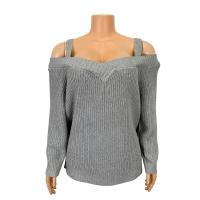 China OEM 7 Gauge Bespoke Sweaters Off The Shoulder Spring Autumn Collarless Sweater for sale