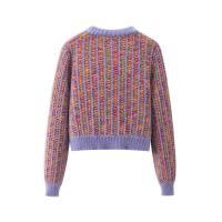 China Pink Purple Checkerboard Fashion Bespoke Sweaters Elegant Womens Button Cardigan for sale
