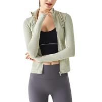 China Customized Logo Nylon Cotton Women Sports Clothes Stand Collar Full Zip Yoga Jacket for sale