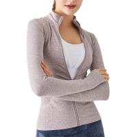 China Customized Logo Nylon Cotton Women Sports Clothes Stand Collar Full Zip Yoga Jacket for sale